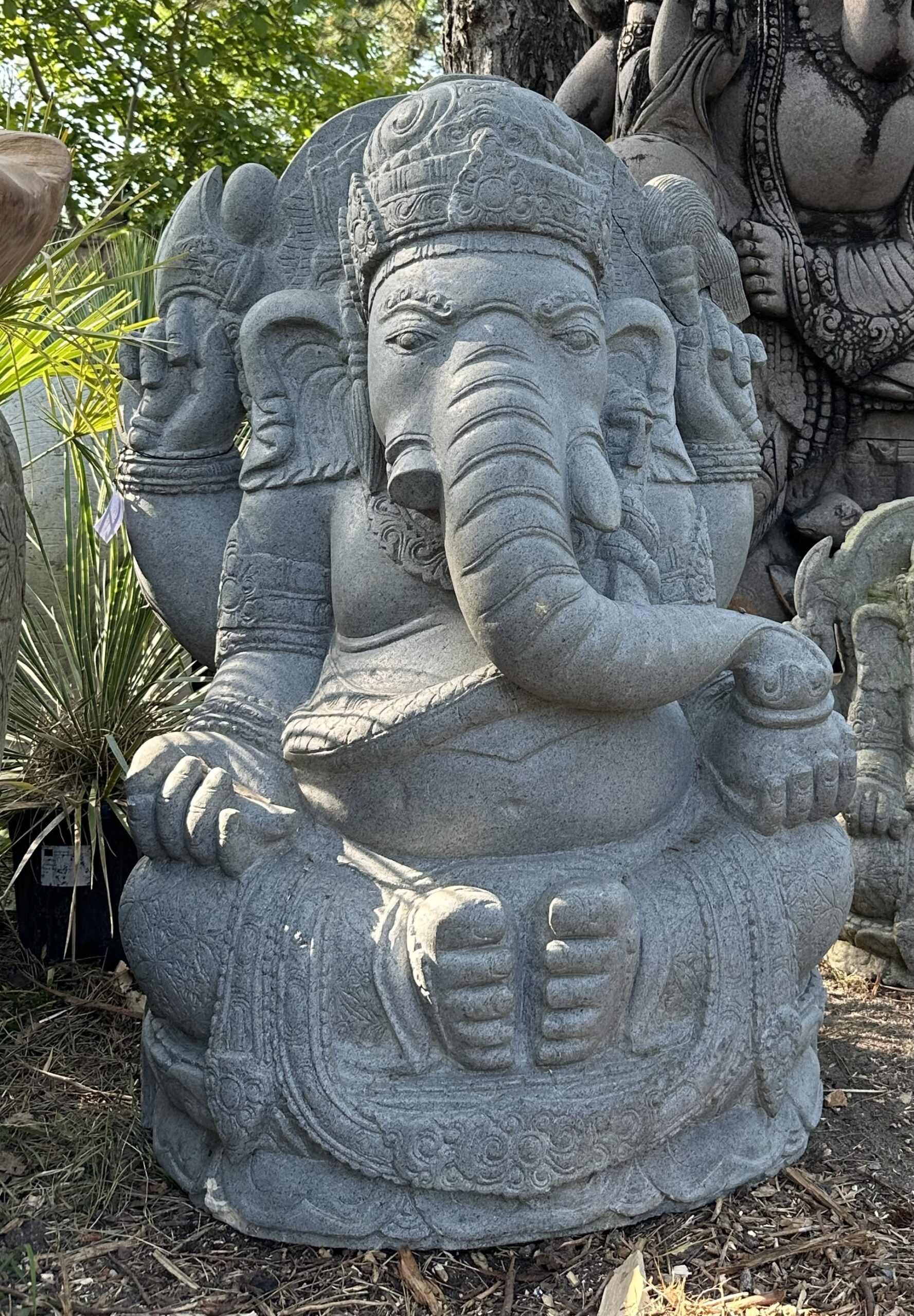 Statue Ganesh pierre de rivière sculpté 100cm - SHOP BATU TAMAN